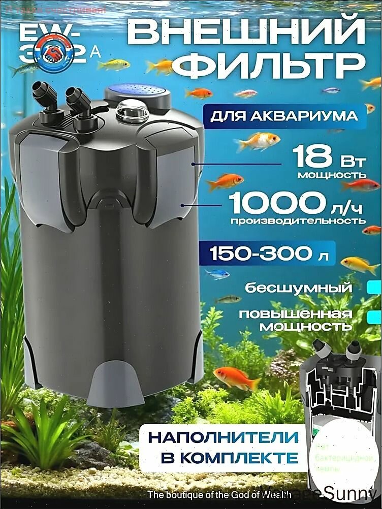 Внешний фильтр Tetra EX 1000 Plus для аквариума 150-300 л, многоступенчатая система фильтрации, тихий и надежный, комплект готов к запуску