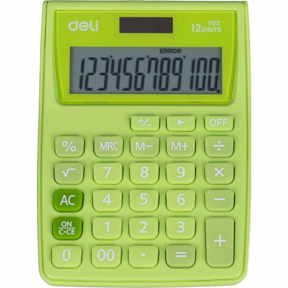 Калькулятор карманный Deli E1122, 12-р, дв. пит, 120x86мм, зеленый, 1791541