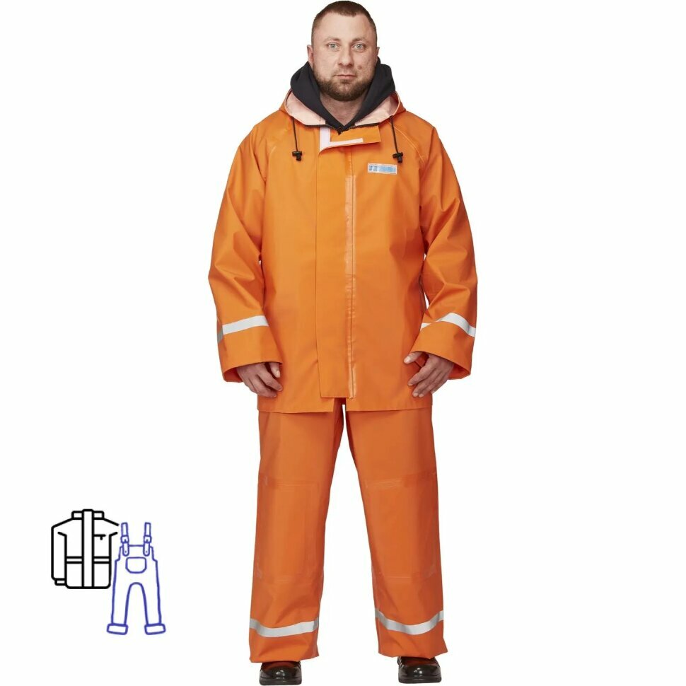 Костюм сигнальный непромокаемый Костюм влагозащитный КПК Fisherman's WPL оранж 48-50/170-176, 1974174
