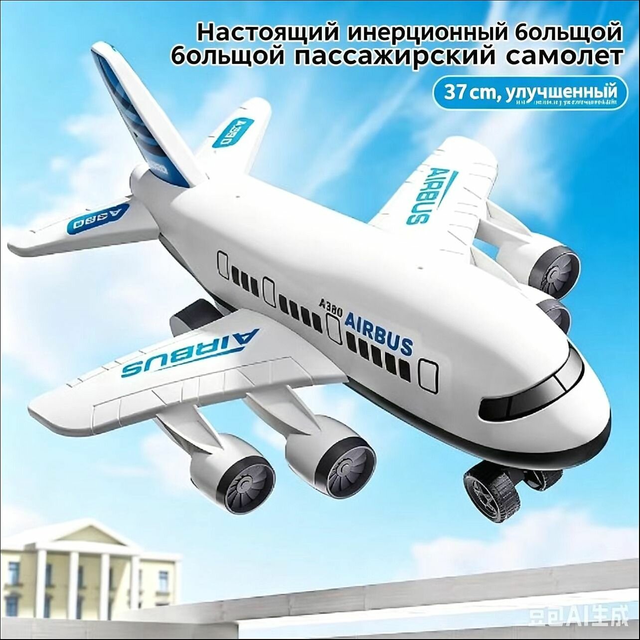 Модель самолета A380 Имитационная инерциальная игрушка - 37cm