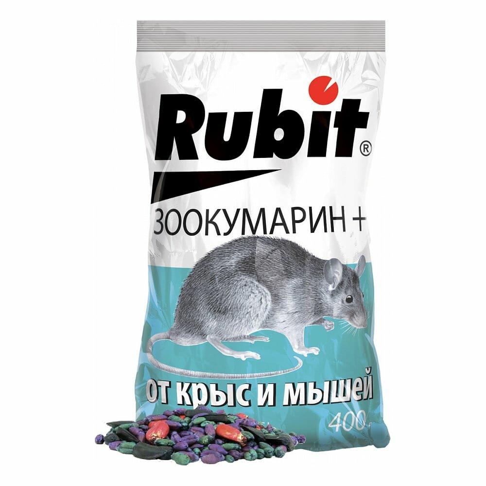 Зерновая смесь от грызунов Rubit зоокумарин+ 400 г 62453