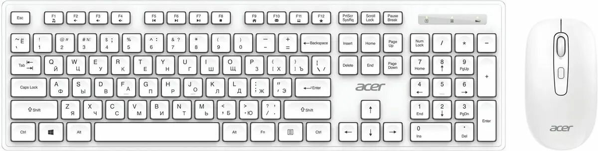 Комплект клавиатура, мышь Acer Клавиатура + мышь OCC503 клав: белый мышь: белый USB беспроводная (ZL. ACC11.00L)