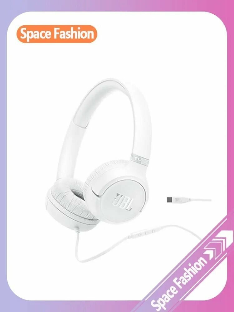 JBL Наушники проводные с микрофоном Проводная гарнитура JBL T530C гарнитура для спортивных музыкальных игр с интерфейсом type-c, белый