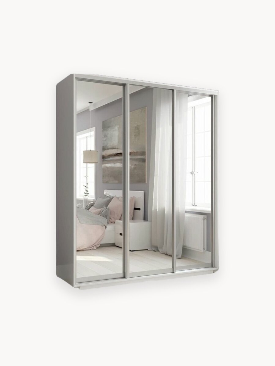 Шкаф-купе с зеркалом белый 180х45х220