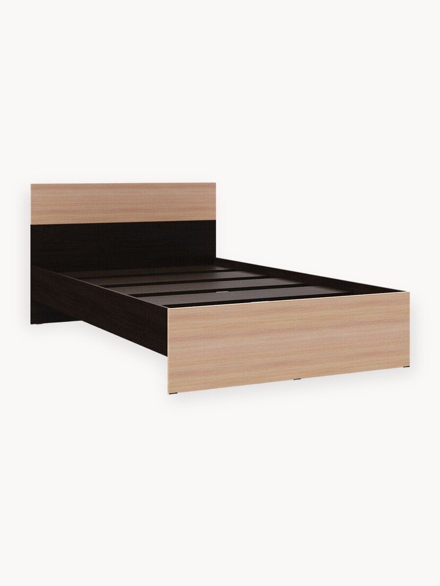 Кровать двуспальная Юнона 160х200, Венге/Дуб молочный, с настилом ДСП