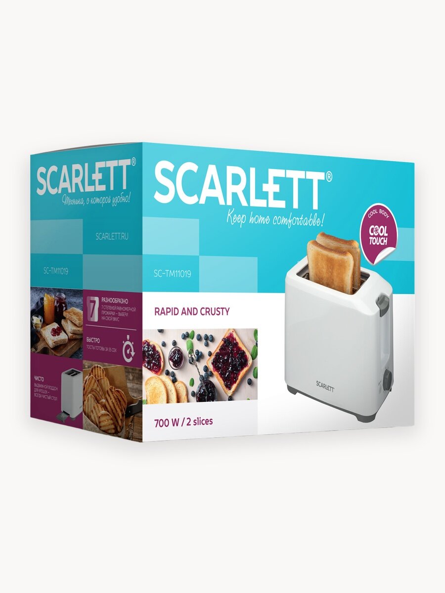 Тостер Scarlett SC-TM11019, съемный поддон, 7 степеней обжарки