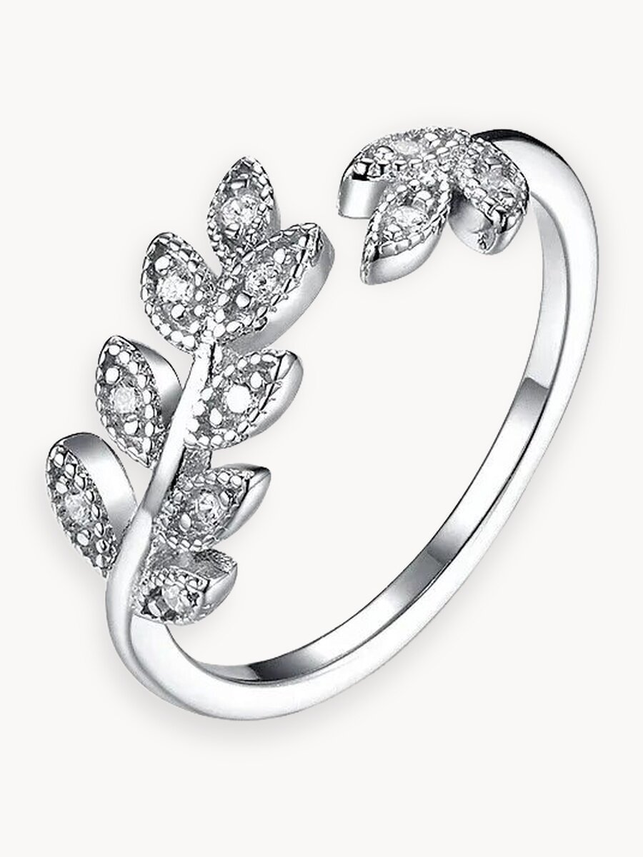 Кольцо разъемное, серебро, 925 проба, родирование, фианит