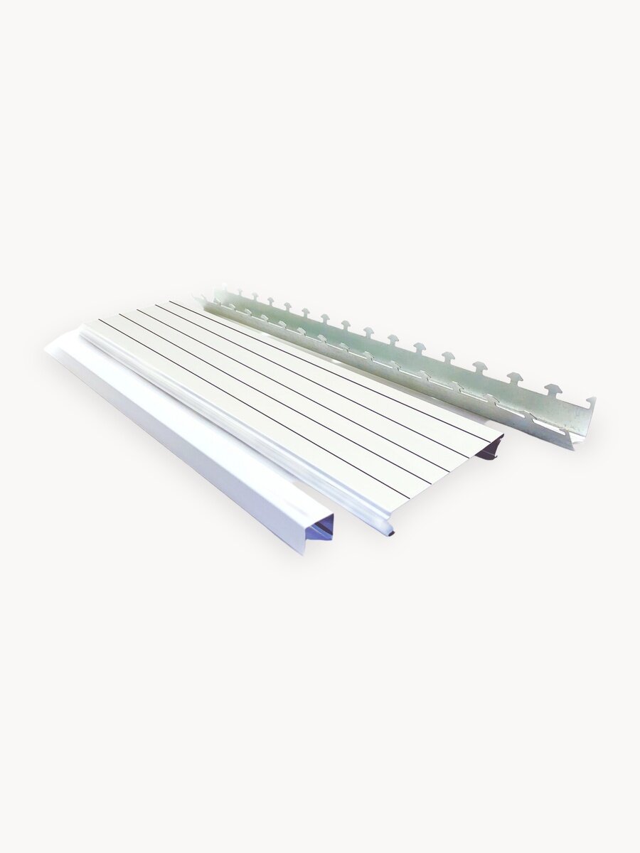 Комплект реечных потолков Mr.Tektum Мульти 100 бесщелевой 1,8м х 1,8м жемчужно-белый с хромированной полосой