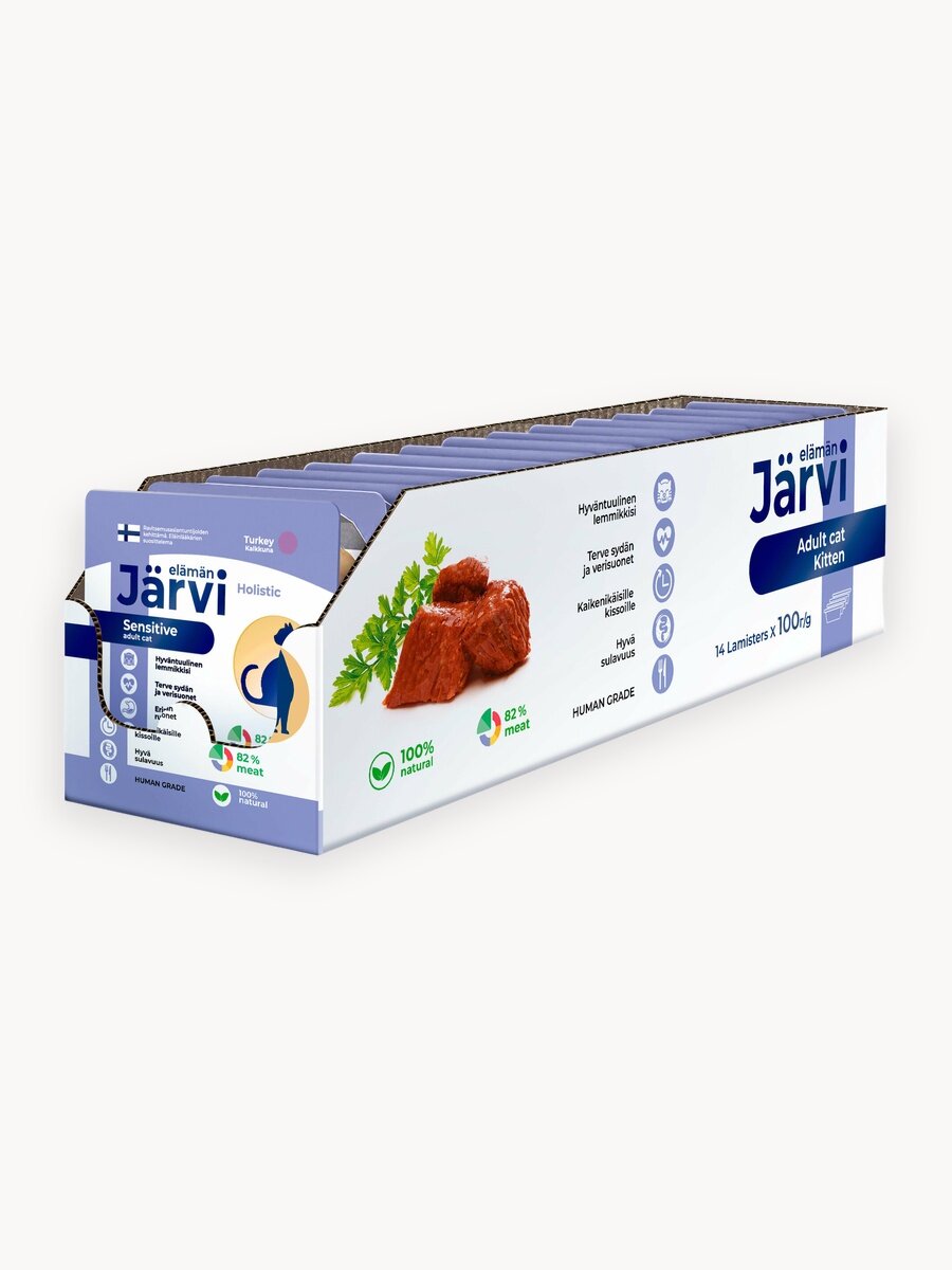 Влажный корм Jarvi мясной паштет для кошек с чувствительным пищеварением с форелью, 100 г х 14 шт.