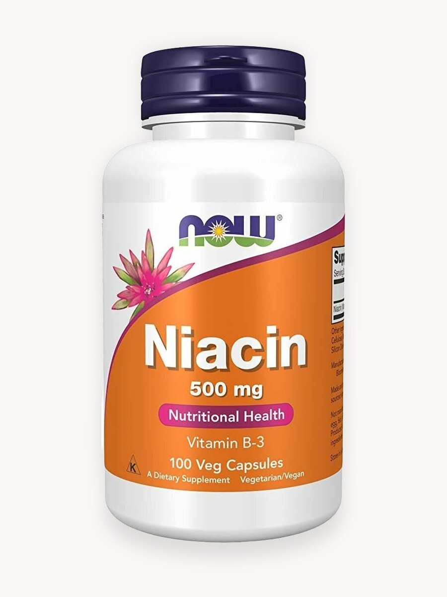 Ниацин Витамин В3 (Niacin) Now Foods, 500 мг, 100 капсул