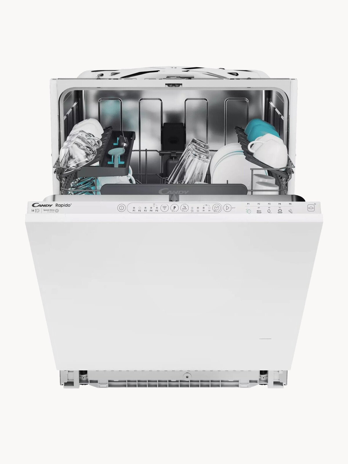 Встраиваемая посудомоечная машина Candy Rapido CI 4E7L0W-08, 60 см, 14 комплектов посуды, 5 программ мойки