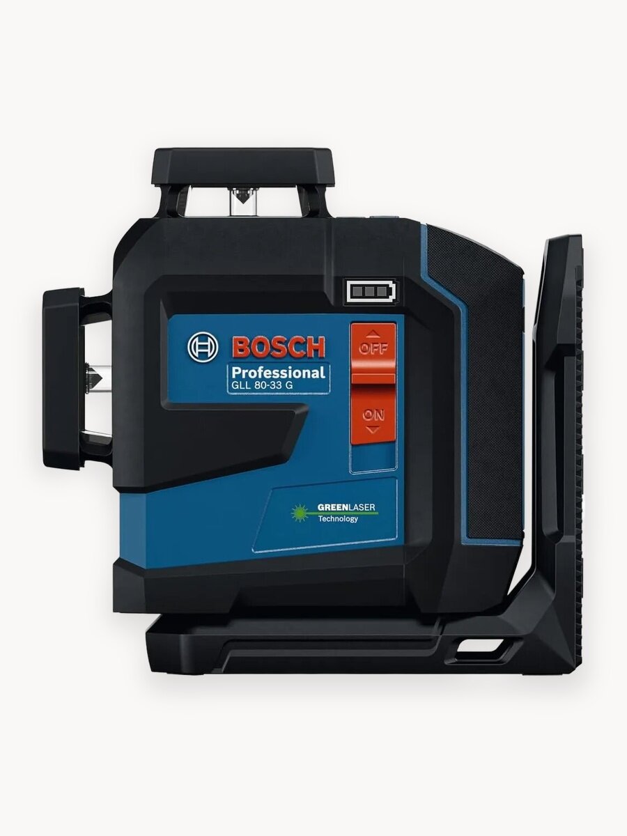 Линейный лазер Bosch GLL 80-33G, 3 луча, точность 0,3 мм, дальность 30 м, зеленый луч