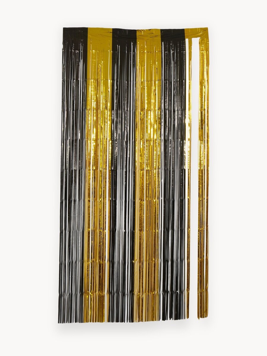 Занавес дождик, черно-золотого цвета, для фотозоны, размер 1х2 м