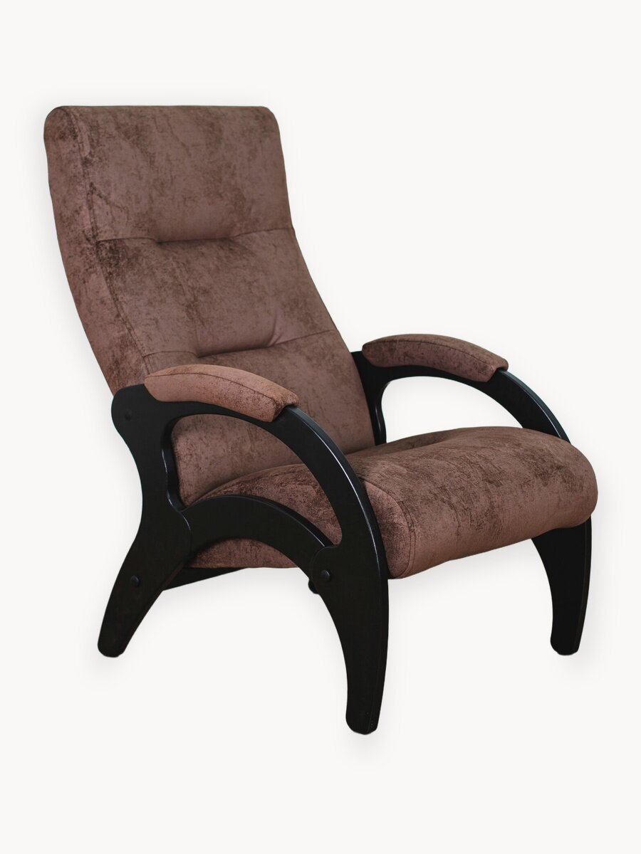 Кресло мягкое для отдыха, дома и дачи Glider Дельфин с мягкими подлокотниками и регулируемой спинкой 3 положения, цвет коричневый