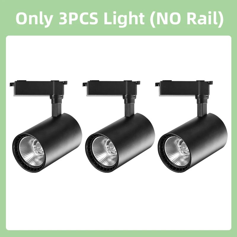CANMEIJIA Трековые светильники COB 20/30/40Вт черный/белый 40W Cold White, Черный, Black Only 3PCS
