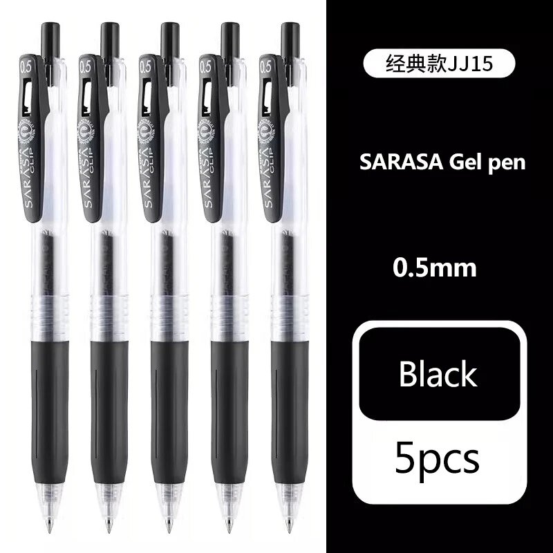 Гелевые ручки ZEBRA SARASA JJ15 0,5 мм красные, синие, черные 5pcs Black