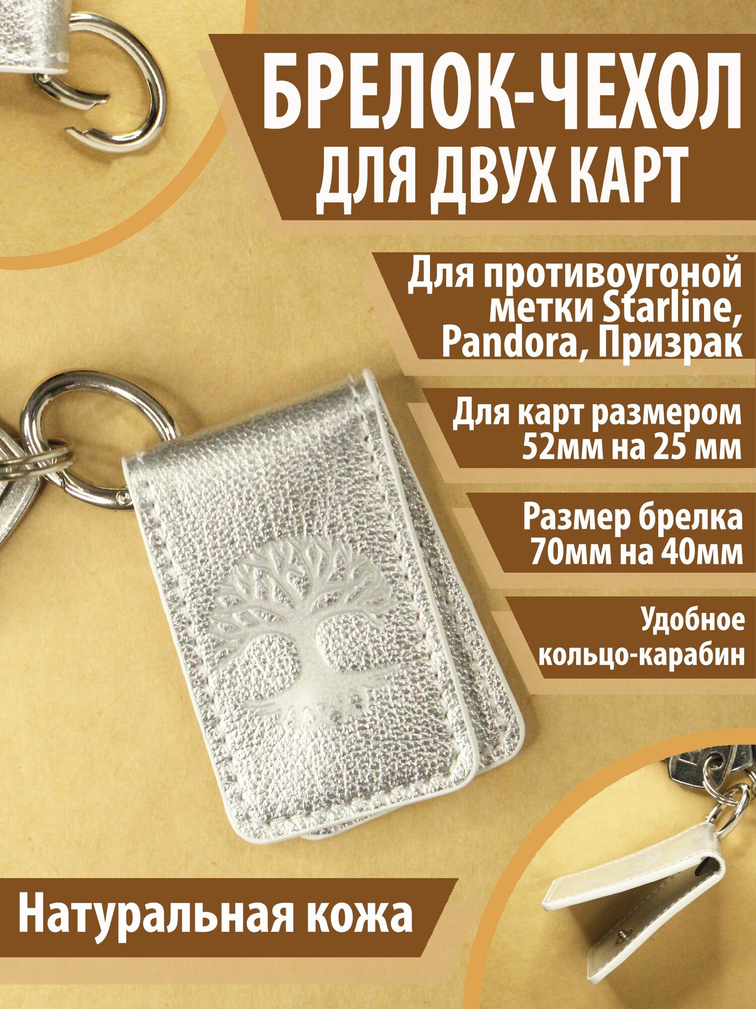 Чехол-брелок "Дерево жизни" для двух карт ПИК, Тройка, Стрелка, Подорожник, домру, для магнитных карт AIRTAG, ISBC для противоугонной метки Starline, Pandora и для платежных стикеров.