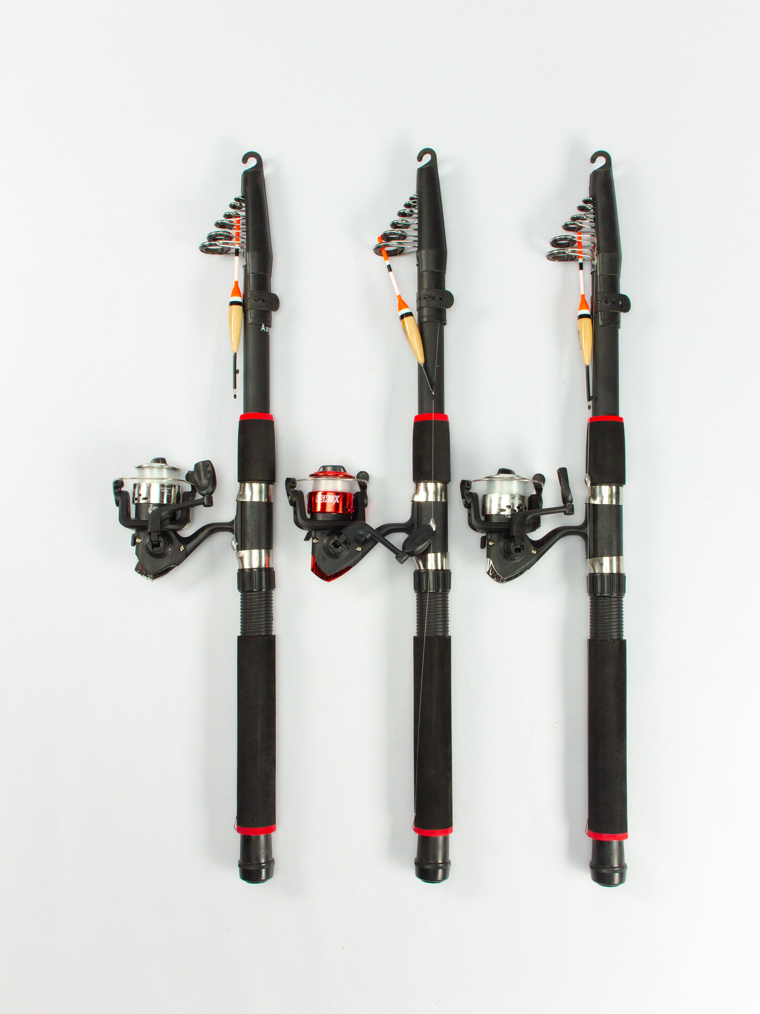 Удилище телескопическое в сборе (катушка + леска + поплавок + грузило) 3,5 метра, комплект 3 шт.