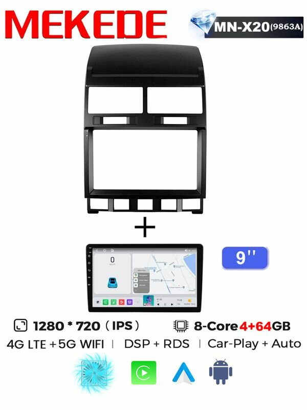 Магнитола 9" Mekede MN X20 Pro 4/64 Gb Volkswagen Touareg GP 2002-2010 F1 carplay