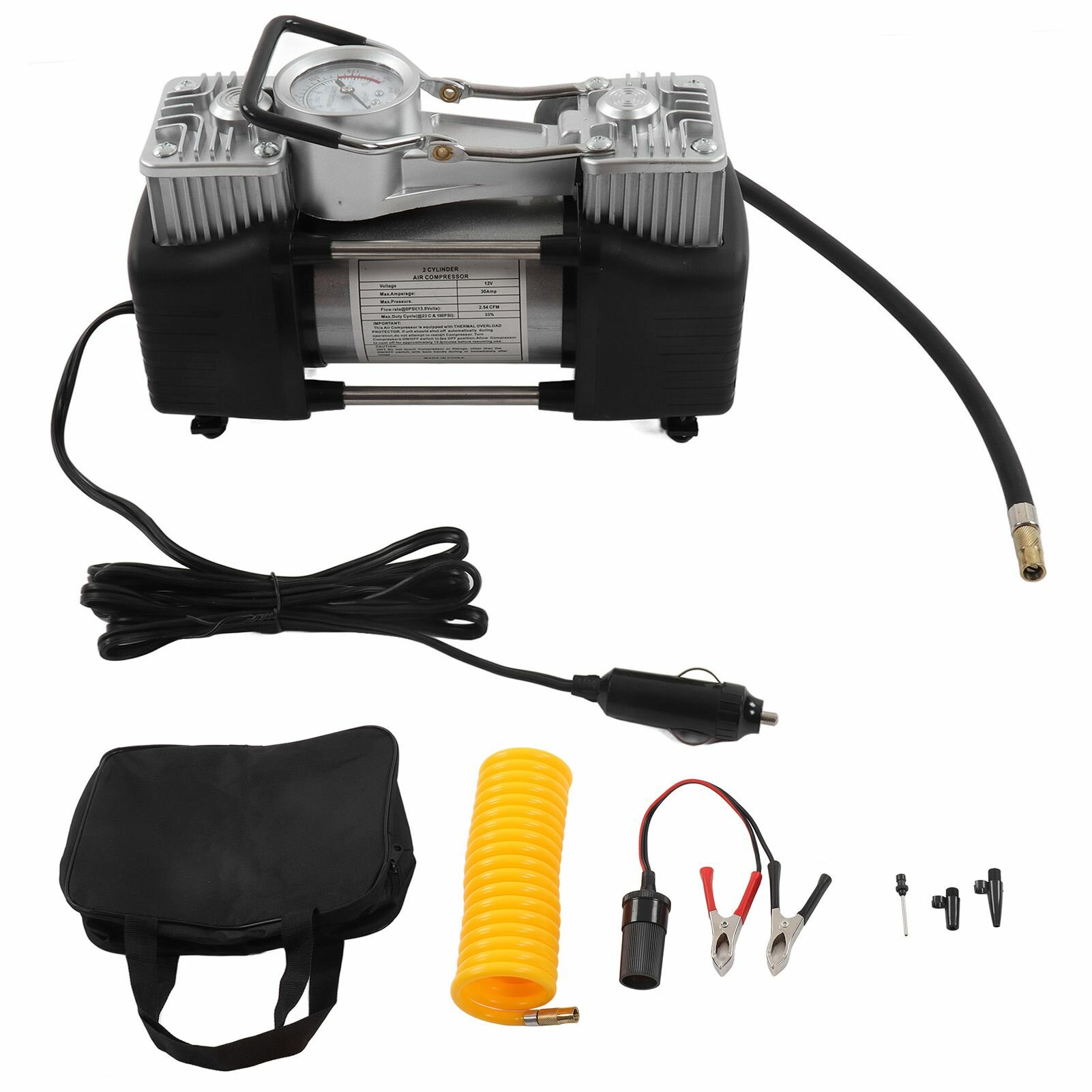 Портативный насос для накачивания шин, двойной цилиндр 150PSI, 180 Вт, воздушный компрессор, насос для автомобиля, постоянный ток 12 В