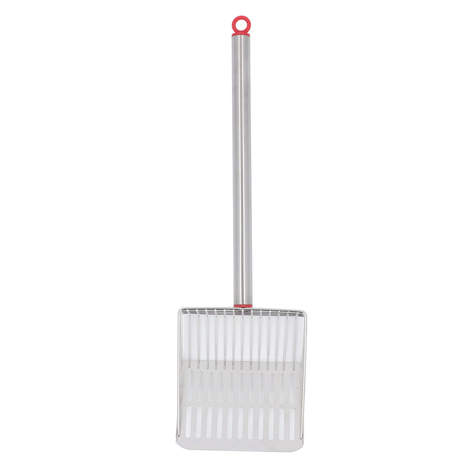 Совок для кошачьего туалета с длинной ручкой, металлический, съемный, антиразбрызгивающий, быстрофильтрующий, для чистки кошачьего туалета, красный