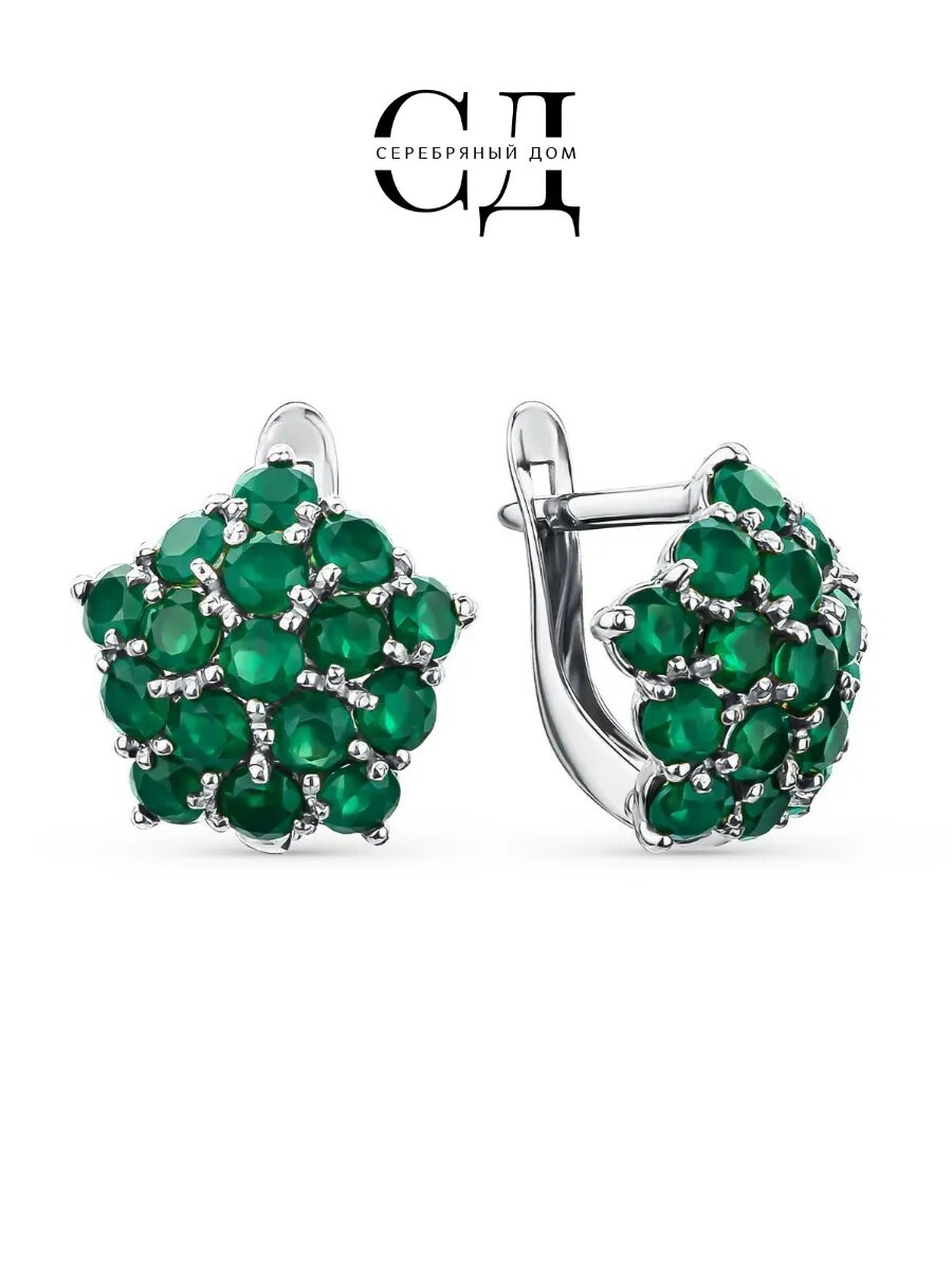 Серьги, серебро, 925 проба, родирование, агат