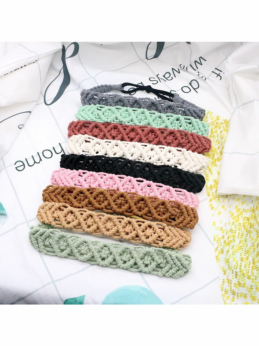 Плетеная повязка на голову ручной работы в стиле бохо, повседневные спортивные аксессуары для волос-15x4cm-9шт