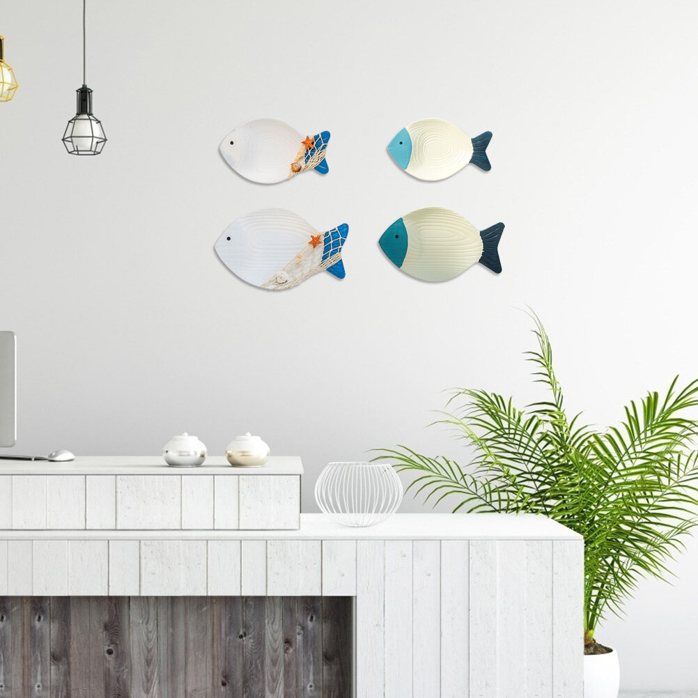 Деревянная рыба, подвесной орнамент, деревянная рыба, настенный художественный декор для пляжной темы, скульптура рыбы