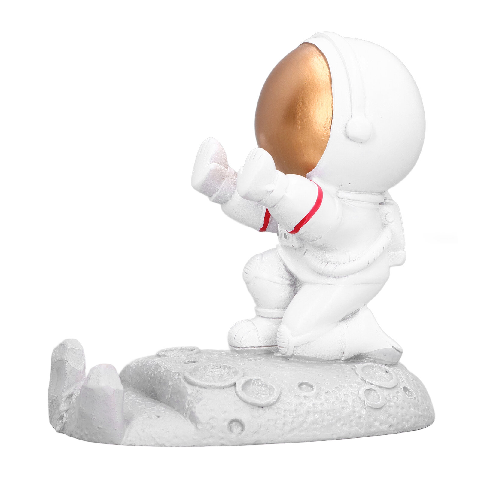 Держатель для мобильного телефона в форме космонавта. Изысканный красивый экологически чистый кронштейн. Орнамент. Золотой толчок космонавта.