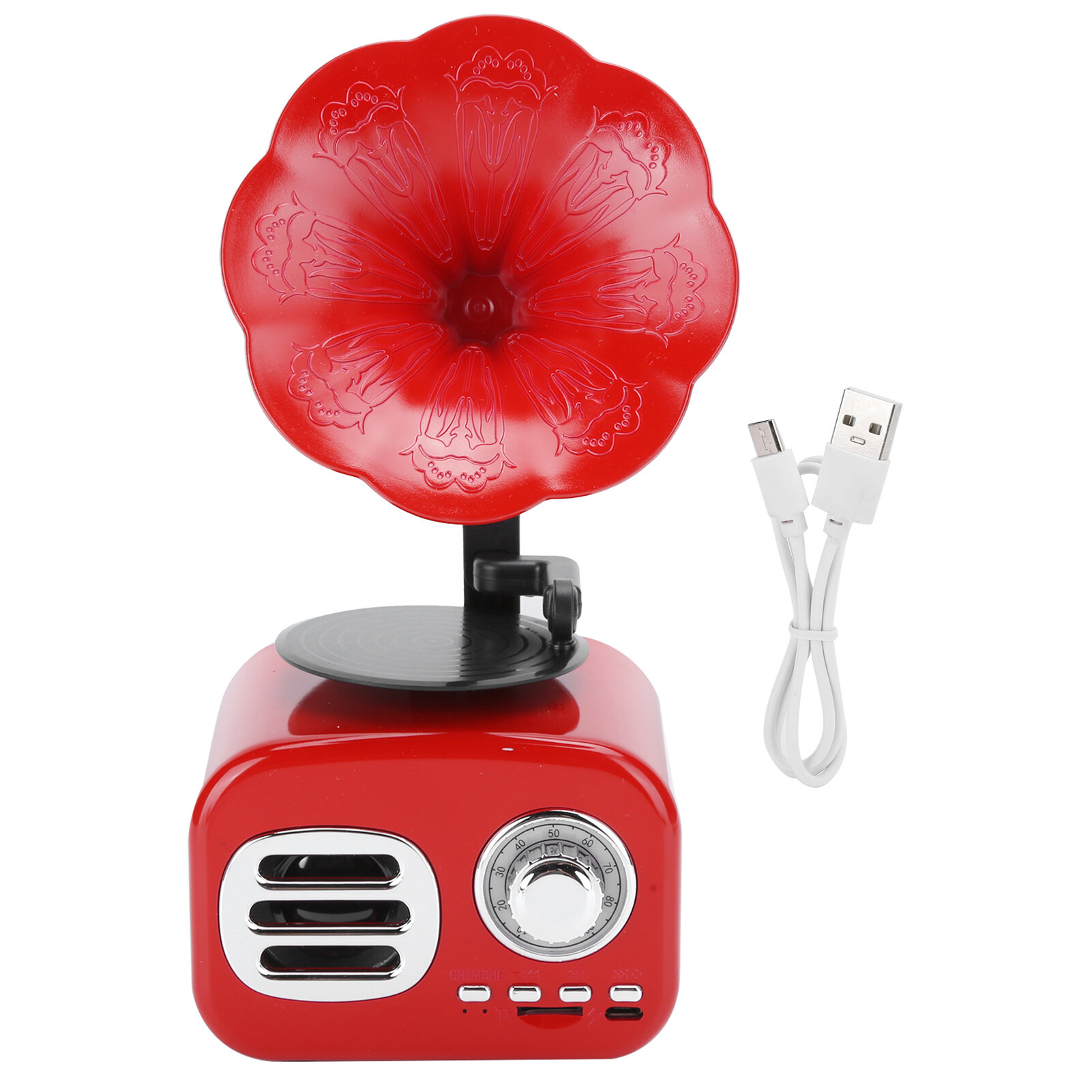 Портативный фонограф, винтажный ретро Bluetooth-динамик, громкоговоритель, оборудование, аксессуарыкрасный