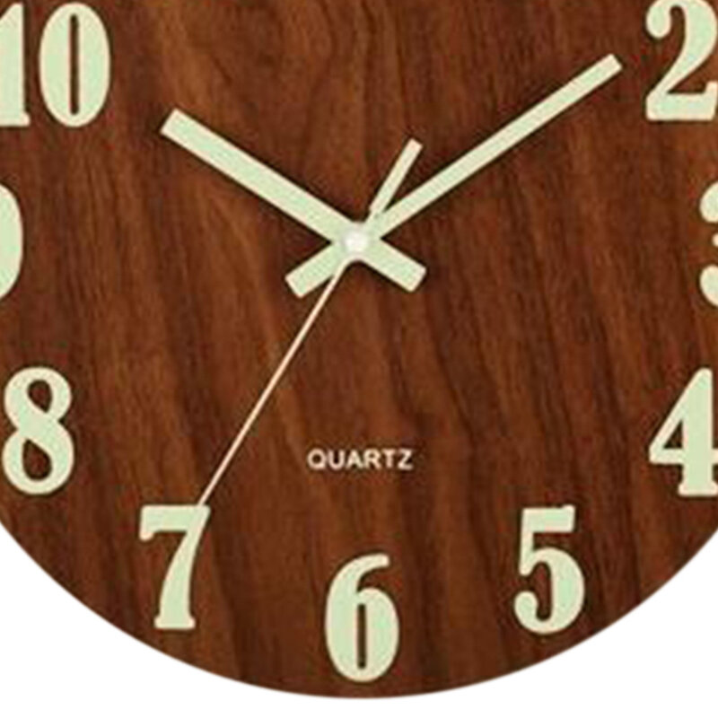 12-дюймовые бесшумные круглые настенные часы со светящимися цифрами, деревянные панельные часы для домашнего использования, обычный номер