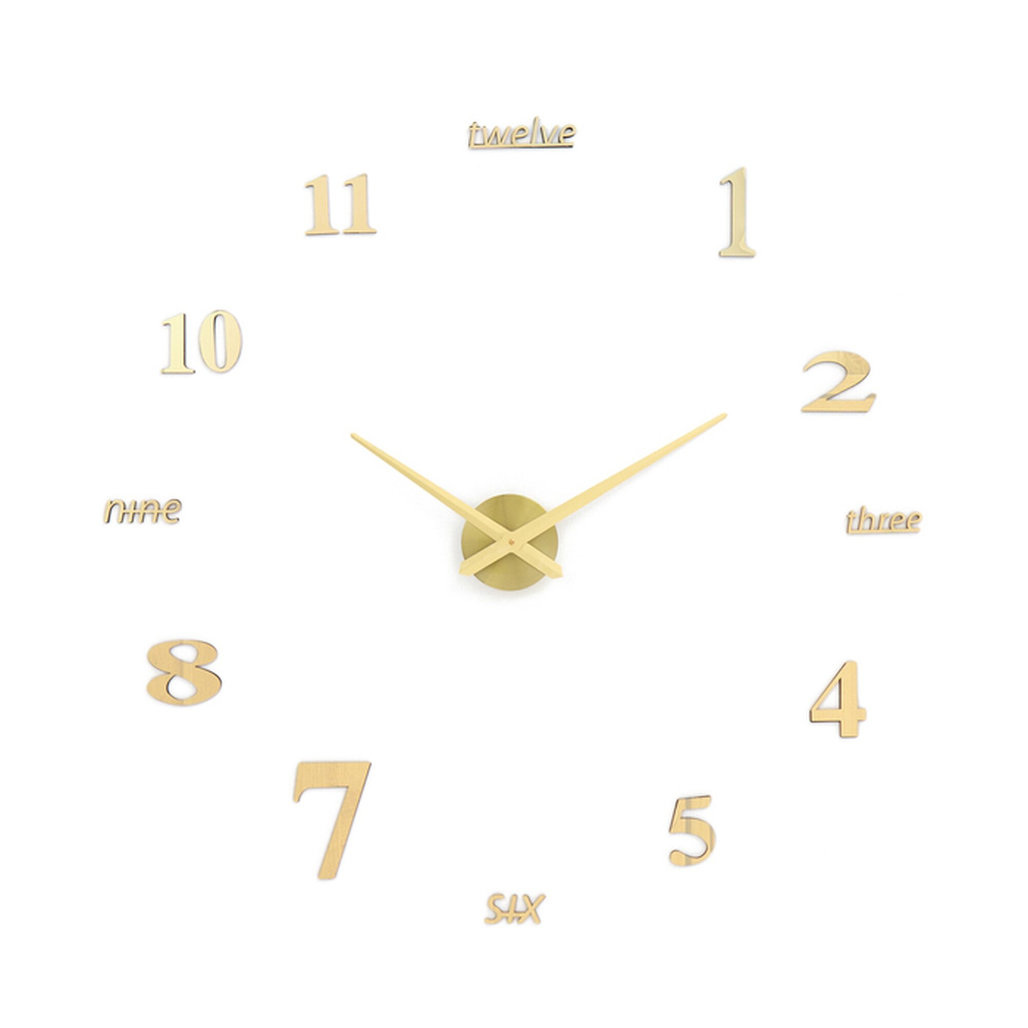 Часы настенные интерьерные, 3d, наклейка, большие, d - 120 см