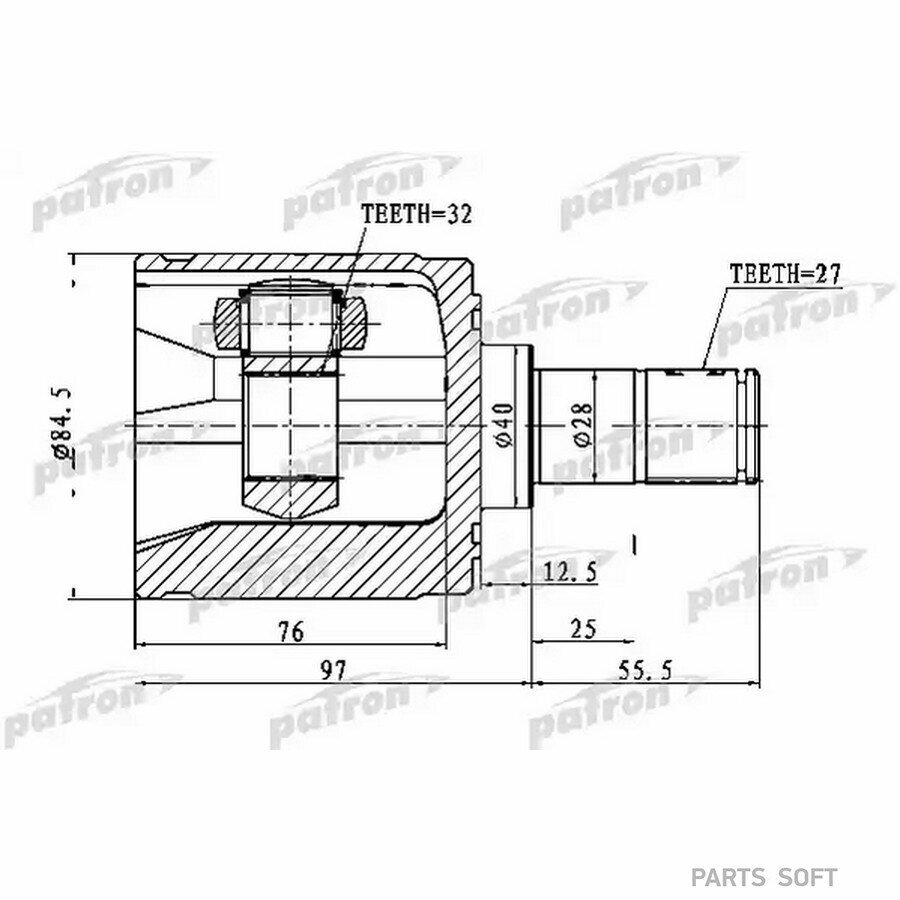 ШРУС внутренний правый 32x40x27 HONDA CR-V RD1/RD2 97-01 PATRON PCV1022 | цена за 1 шт