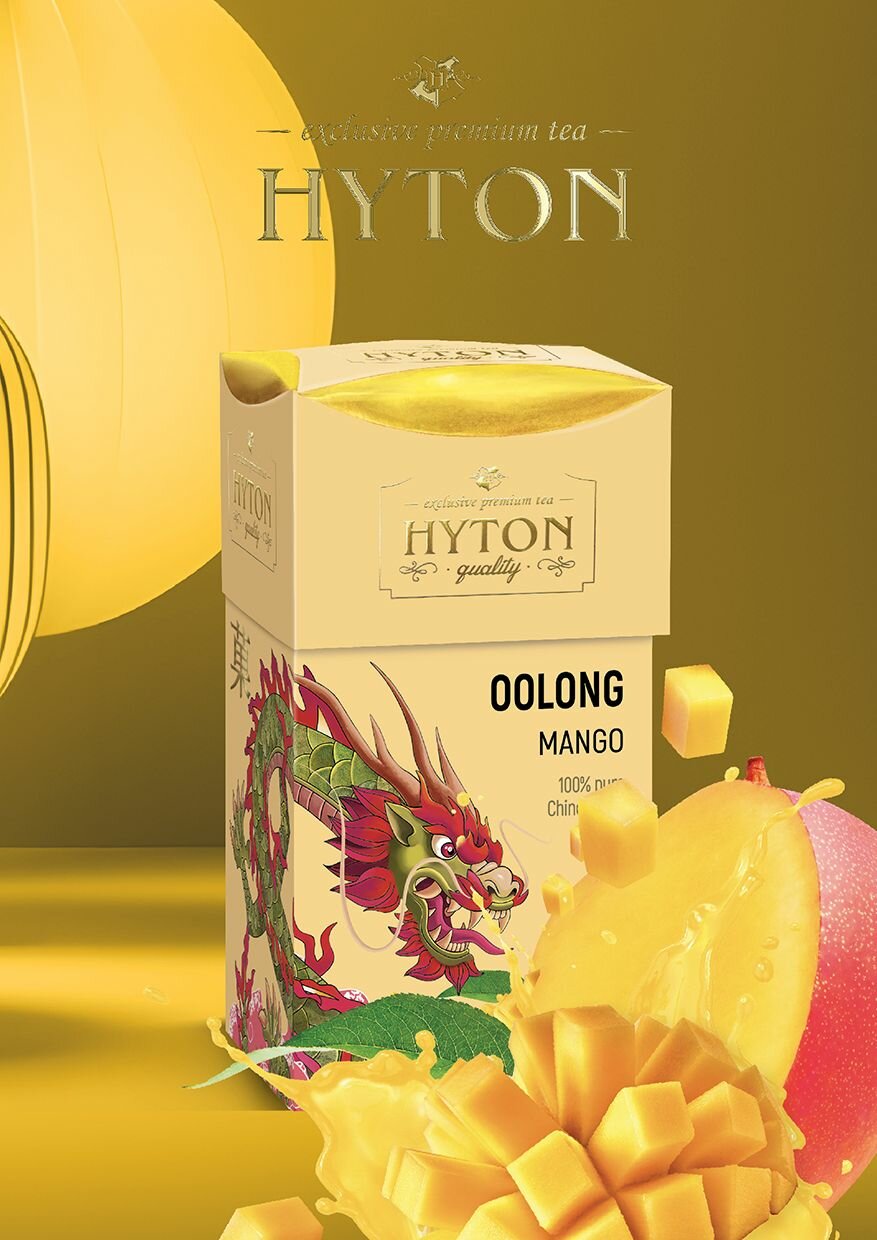 HYTON чай листовой, Китайский, бирюзовый Улун с кусочками Манго 90г