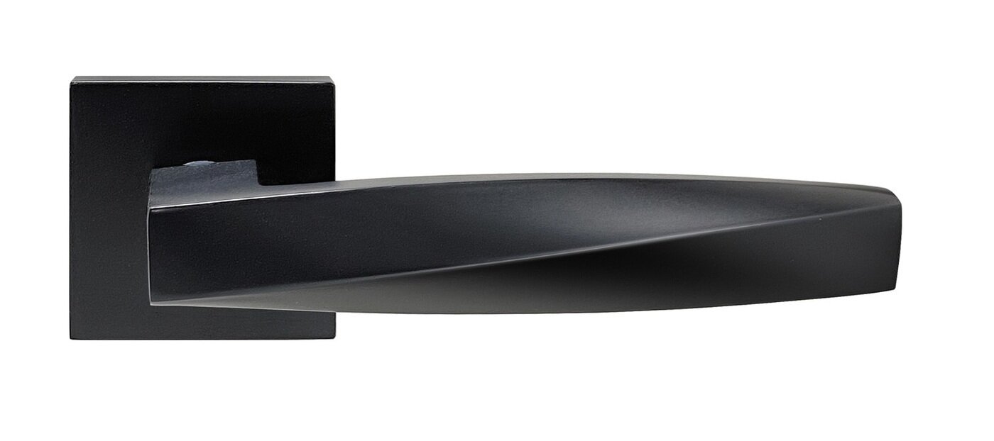 Ручка дверная для межкомнатной или входной двери CRYSTAL чёрная (квадратная розетка)