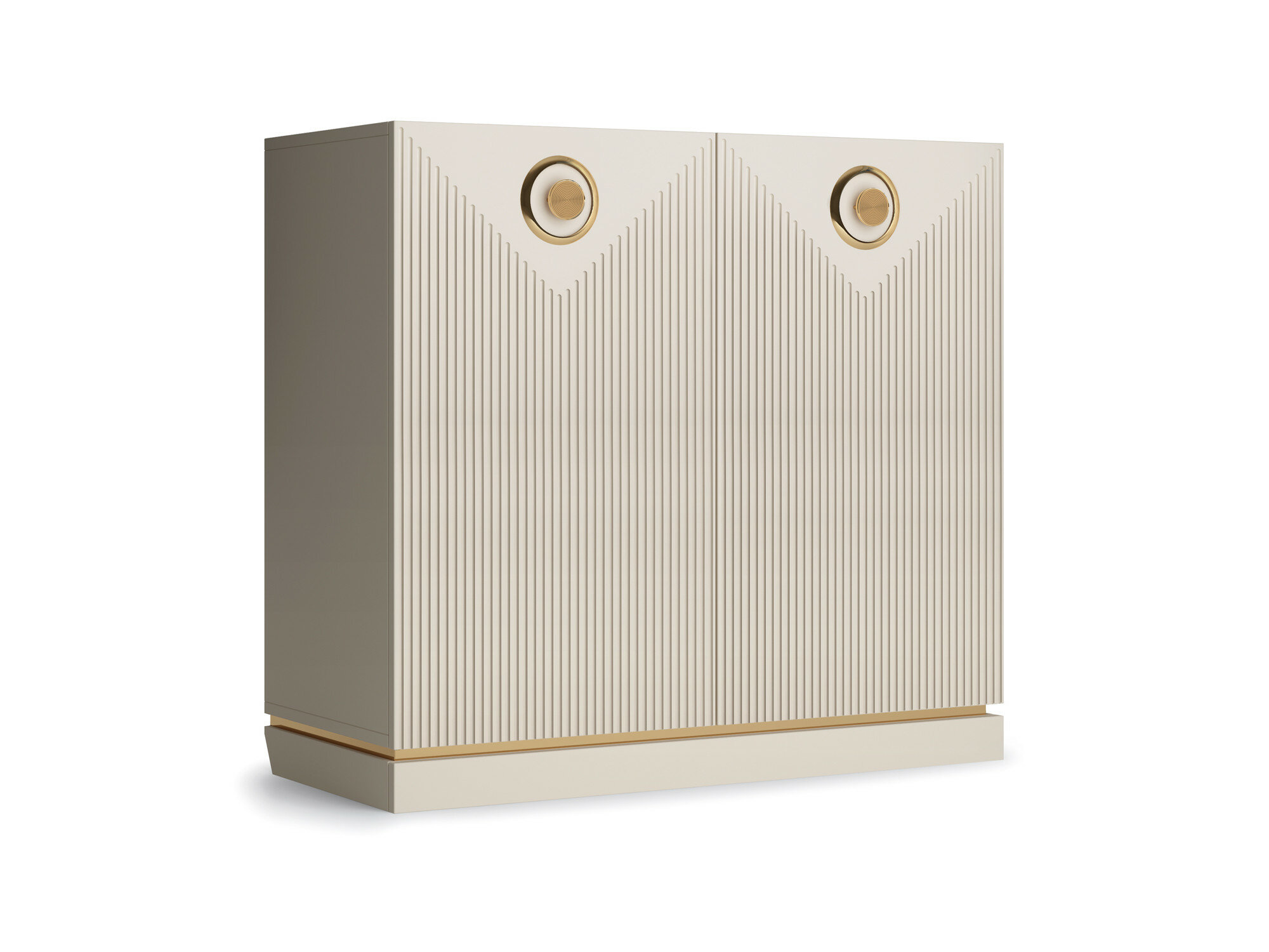 Комод в минималистичном стиле, с 2-мя распашными дверцами, бежевый