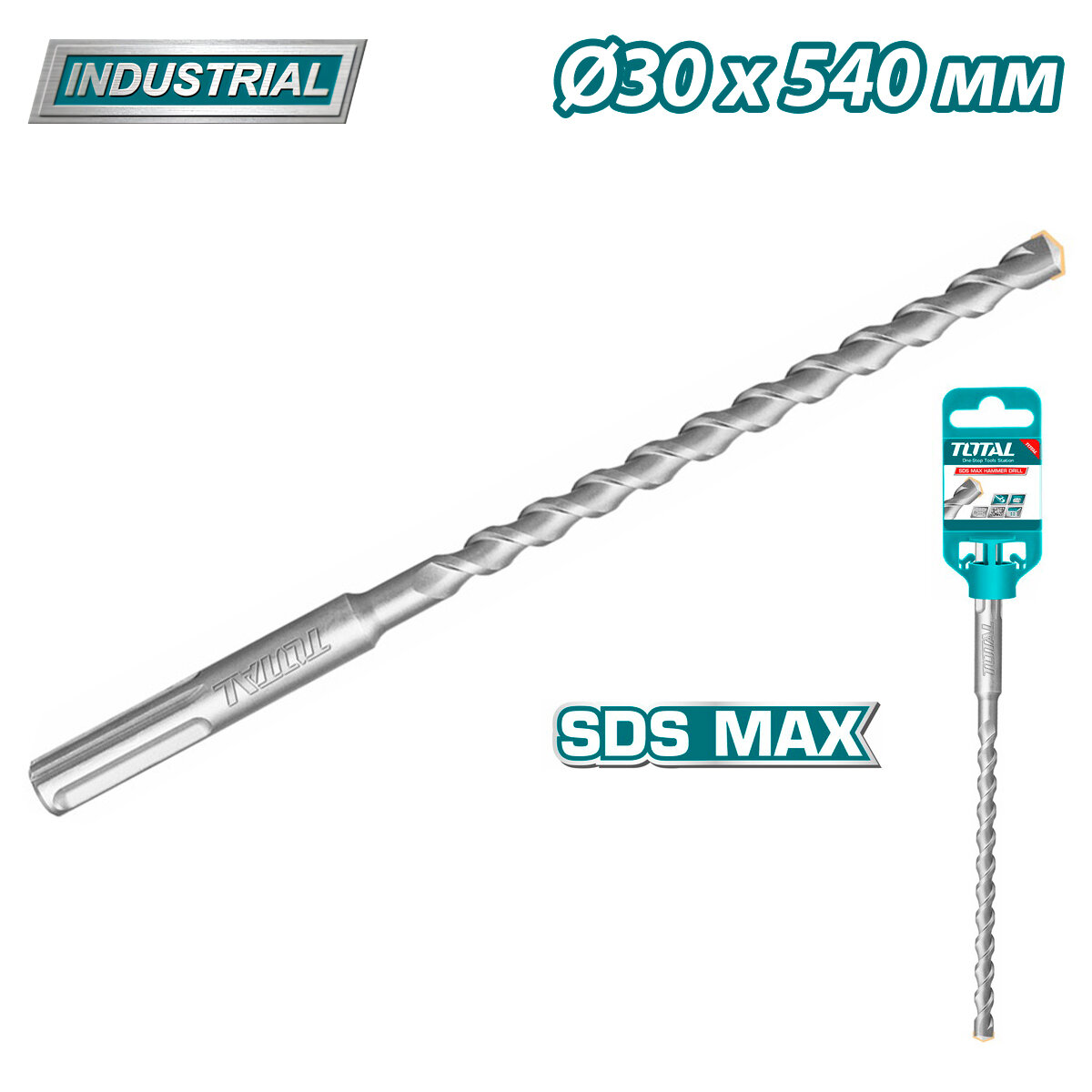 Бур по бетону, кирпичу, 30x540 мм, SDS- Max, TOTAL TAC323008