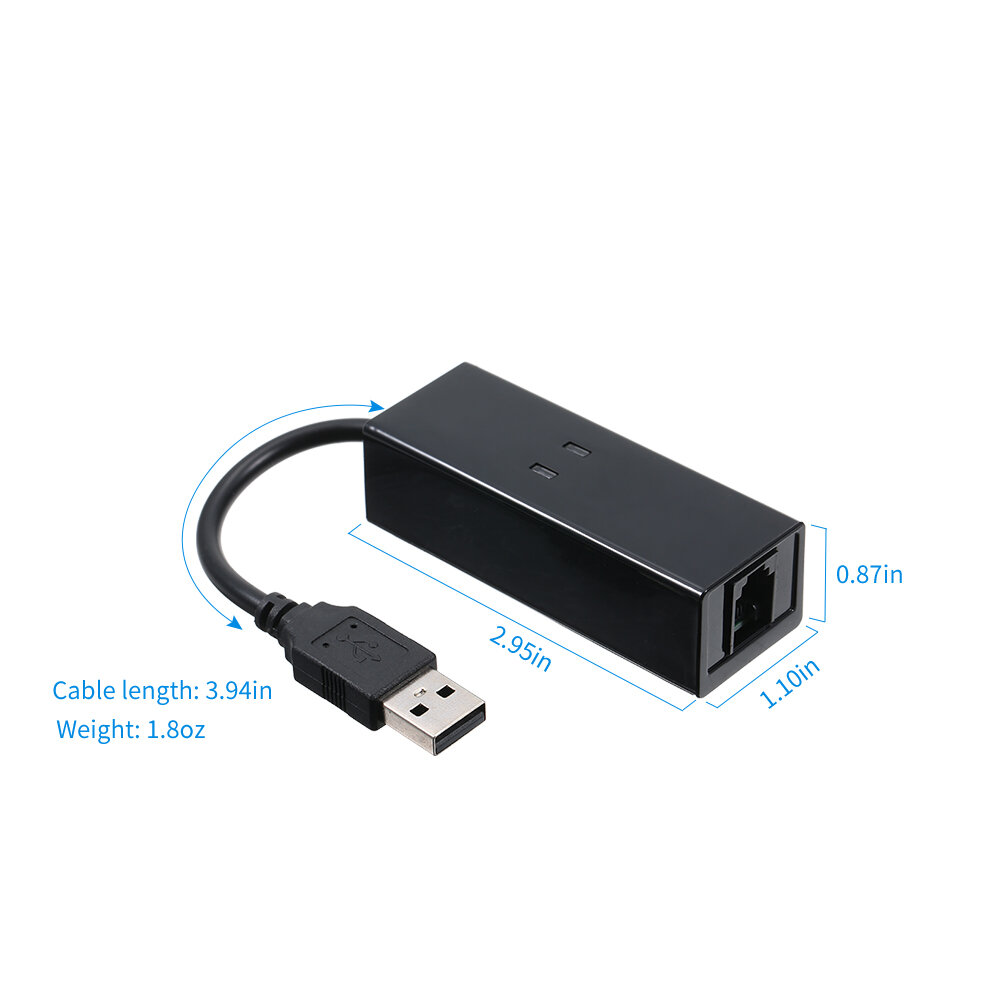 Внешний USB-модем 56K V.92/V.90 для коммутируемого доступа и факса, совместимый с Windows XP/Vista/7/8/10.