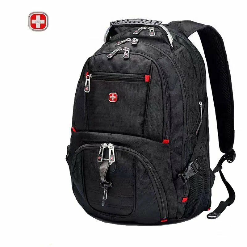 Рюкзак SwissGear, большой, для ноутбука, унисекс, водостойкий, оксфорд, чёрный