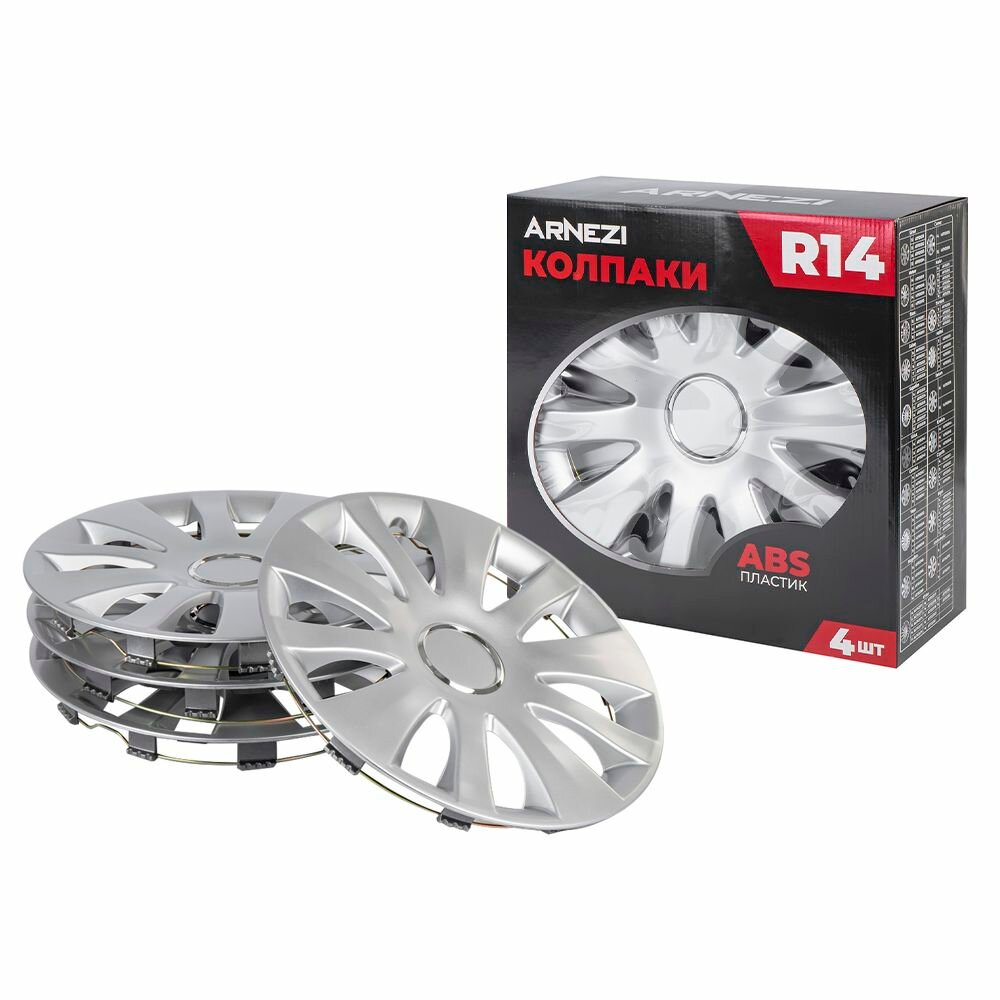 Колпаки на колеса 14 Лада Гранта R14 Р 14 Capella 4шт серебристые, колпаки на диски автомобиля ABS-пластик