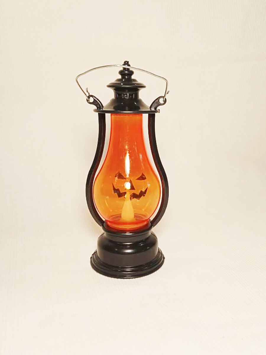 Фонарик Тыква злая с треугольными глазами с подсветкой, для декора