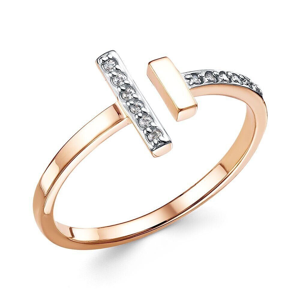 Кольцо дорожка, красное золото, 375 проба, родирование, фианит