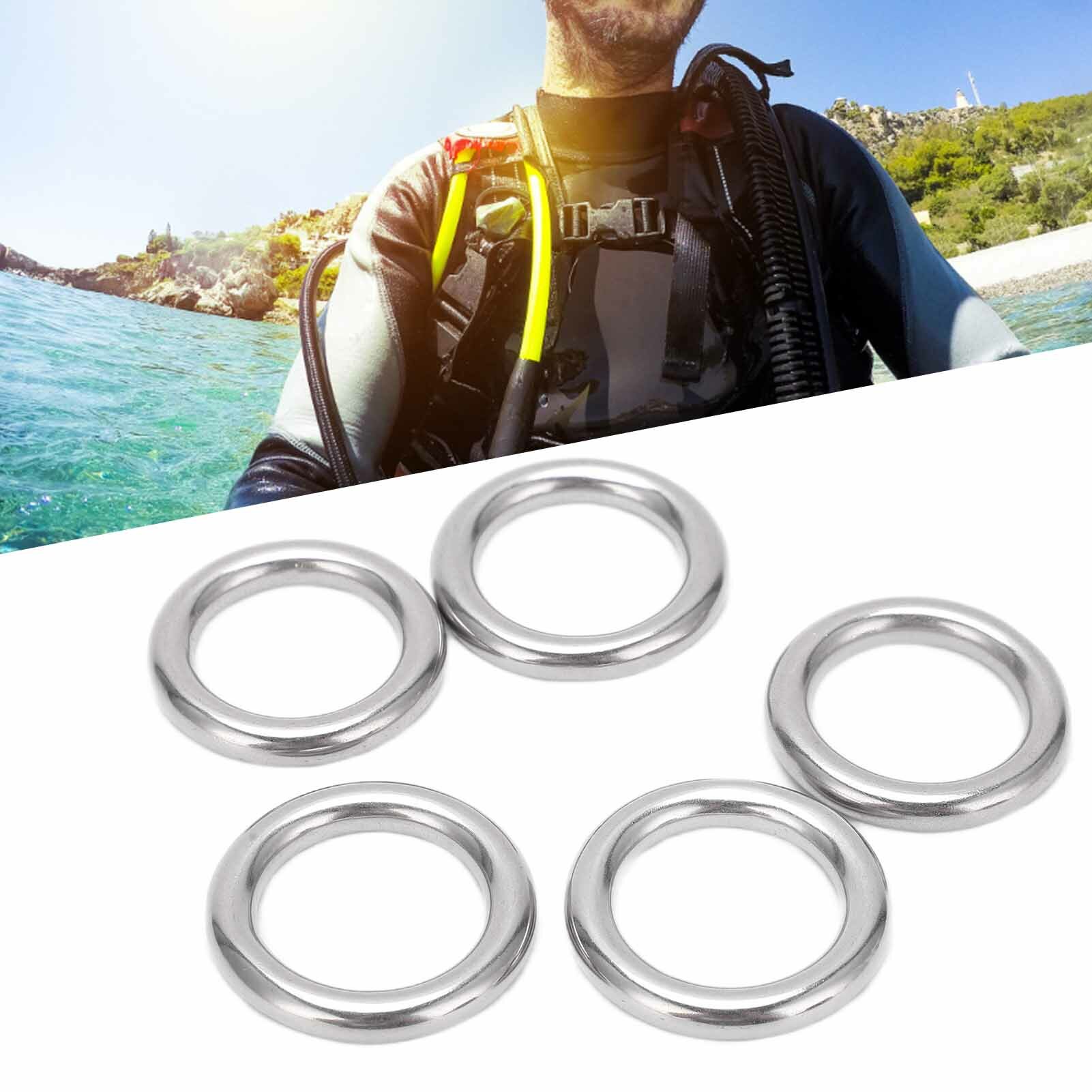 5шт Кольца для лодок Круглые Из нержавеющей стали 304 Безшовные Сваренные Тип О Кольца для подвеса Для гамаков Йоги 6 X 25мм