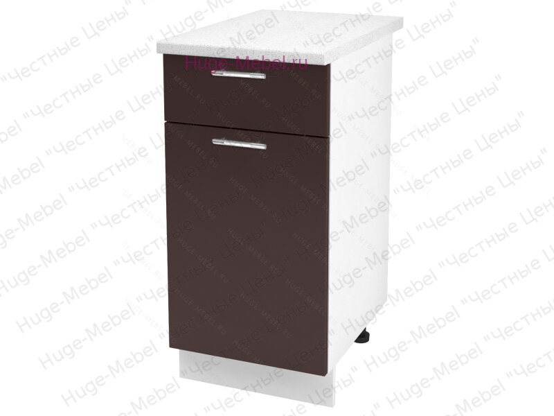 Нижний кухонный шкаф с ящиком 400 Ксения (шоколад) Huge Mebel . Ширина 400 Высота 840. Кухонные шкафы