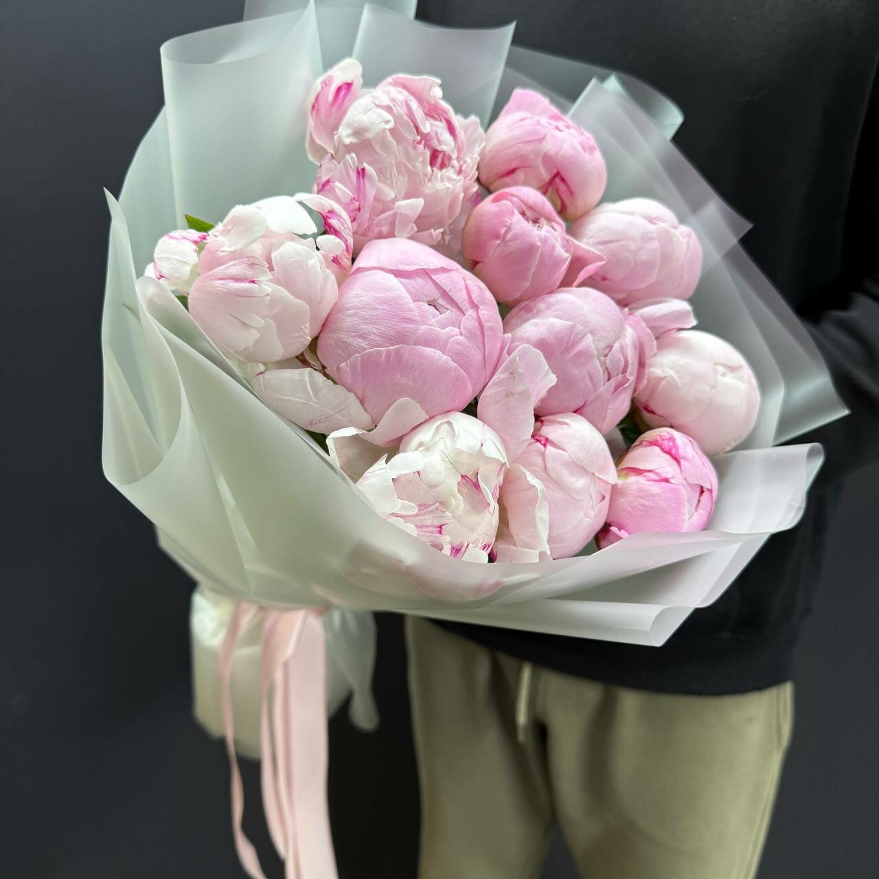 Букет пионов "Нежный", красивый, романтический, свежий, доставка