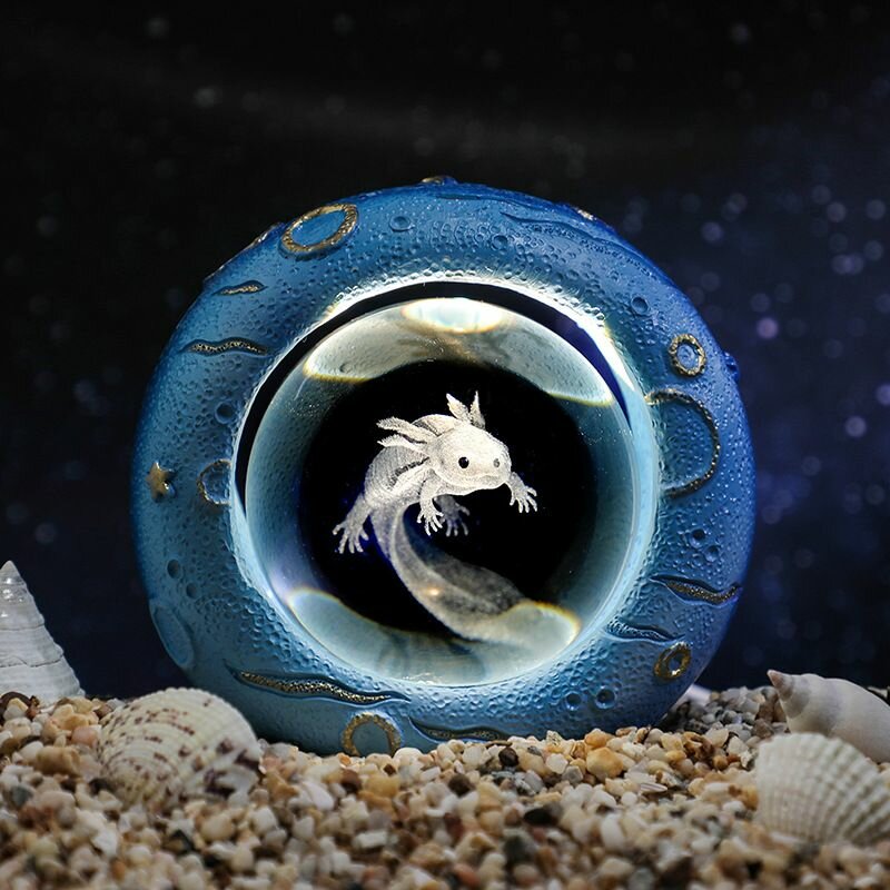 Светящийся 3D-резной хрустальный шар, астронавт, луна, ночник, креативное украшение рабочего стола