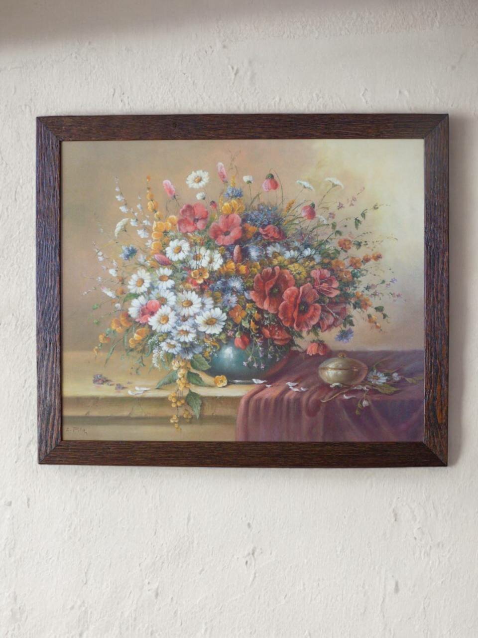 Картина "Маки и Ромашки 2", репродукция, цифровая печать, в раме, 50x60 см