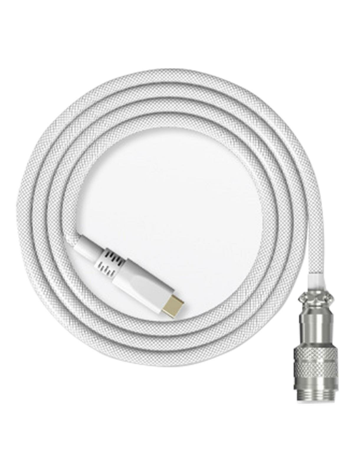 Coiled USB C Cable for Computer Keyboard Double Sleeved Mechanical Keyboard Cable with Detachable Metal Aviators USB C