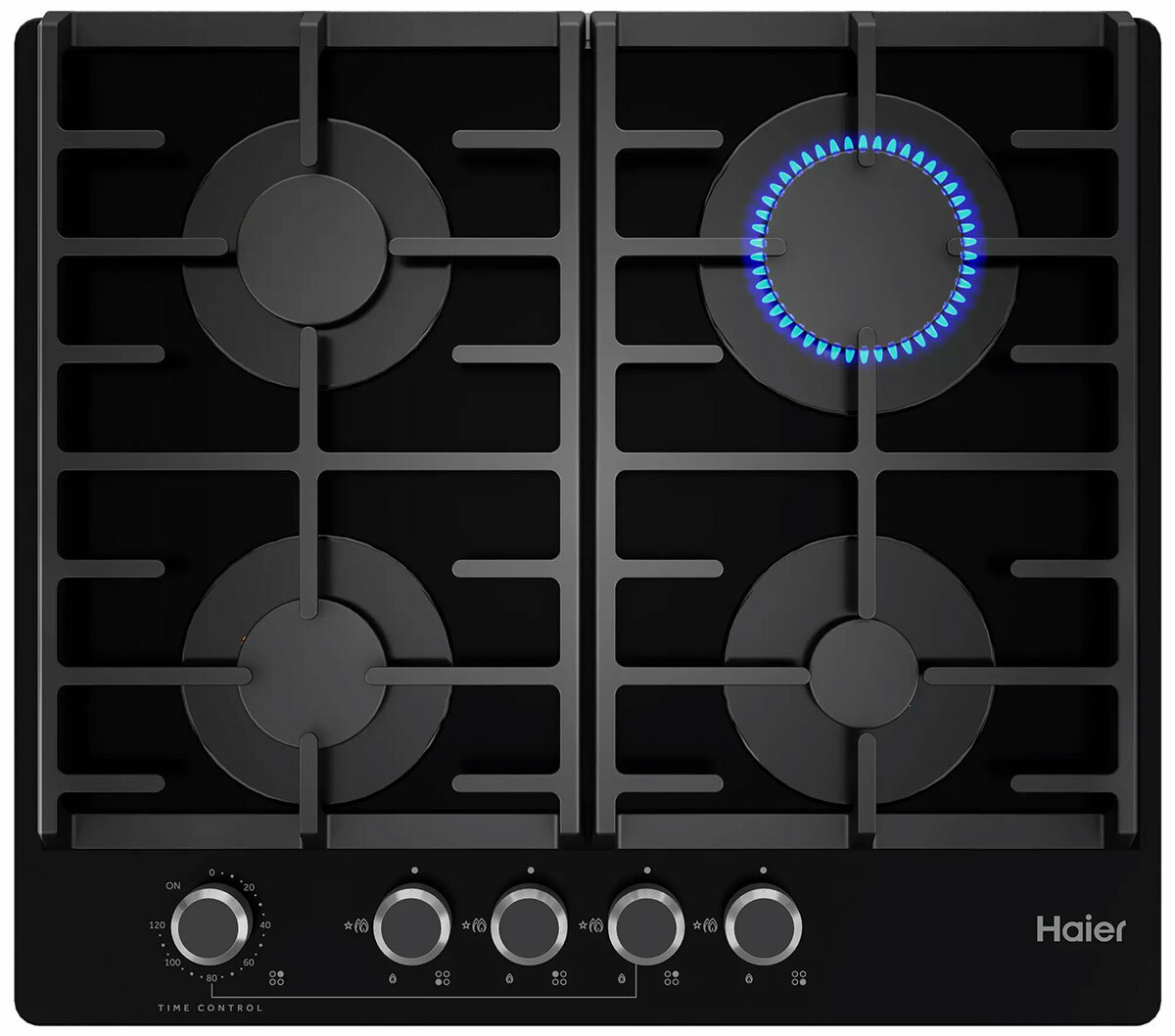 Газовая варочная панель Haier HHX-G64CNMB 58 см, 4 конфорки электроподжиг газконтроль, черный