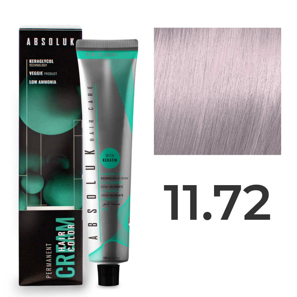 Крем - краска для осветления волос профессиональная Absoluk Hair Color Cream 11.72 Суперосветляющий блонд Розовый перламутр, 100 мл